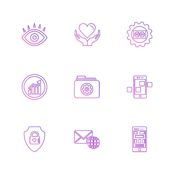 Conjunto Varios Iconos Aplicaciones Temáticas Aislados Sobre Fondo ...