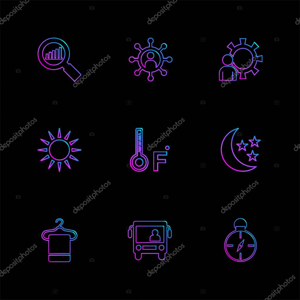 Conjunto Varios Iconos Aplicaciones Temáticas Sobre Fondo Negro Vector ...