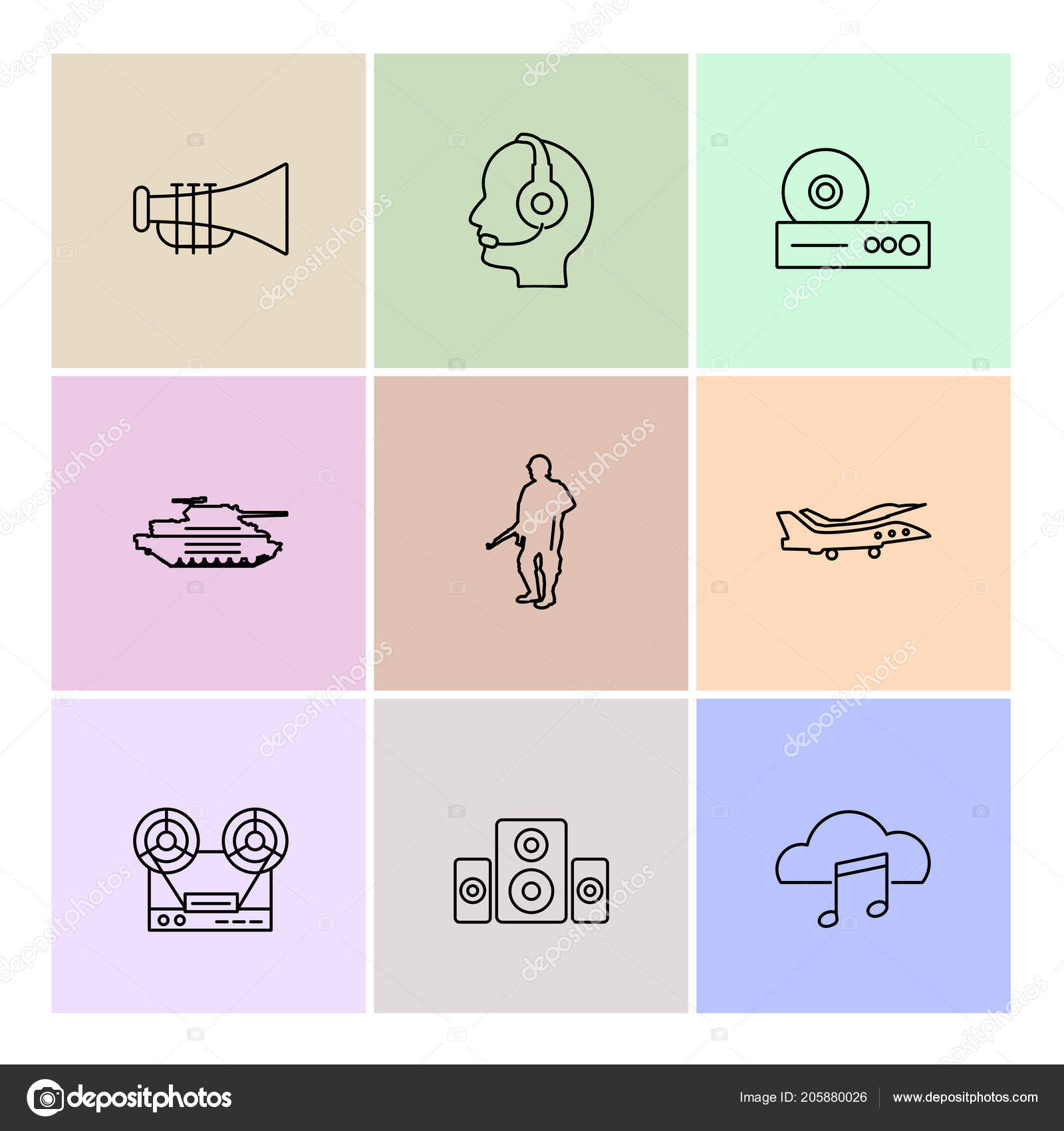 Conjunto Varios Iconos Aplicaciones Temáticas Aislados Sobre Fondo ...