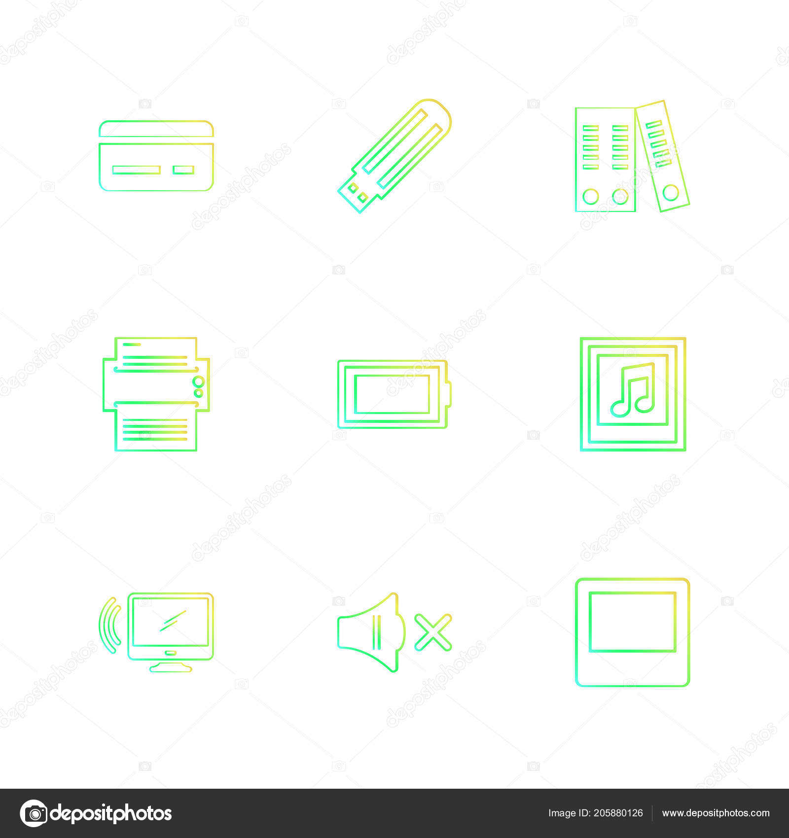 Set Various Theme App Icons Isolated White Background Stock Vector ...