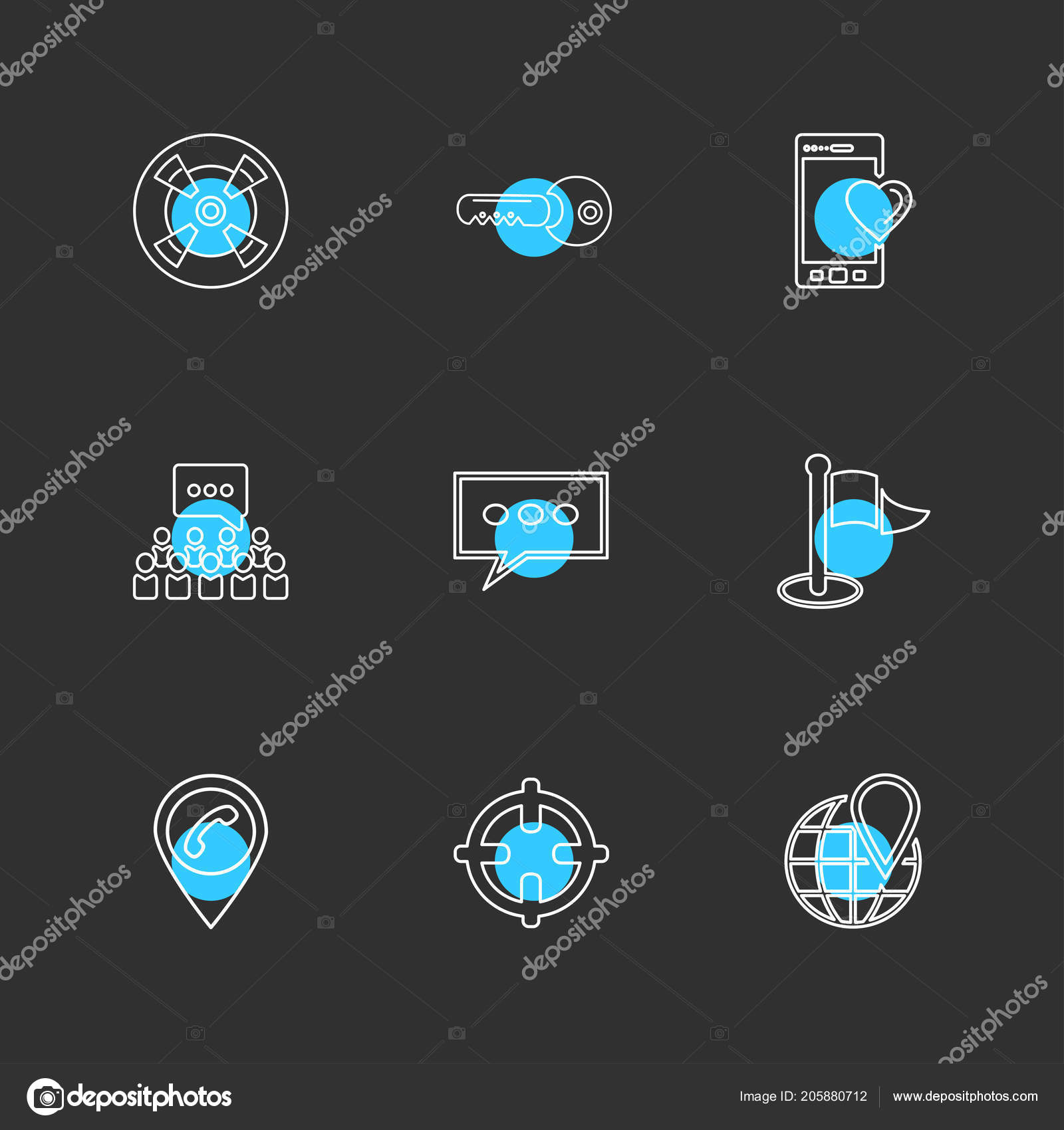 Set Various Theme App Icons Vector Illustrations — Stock Vector ...