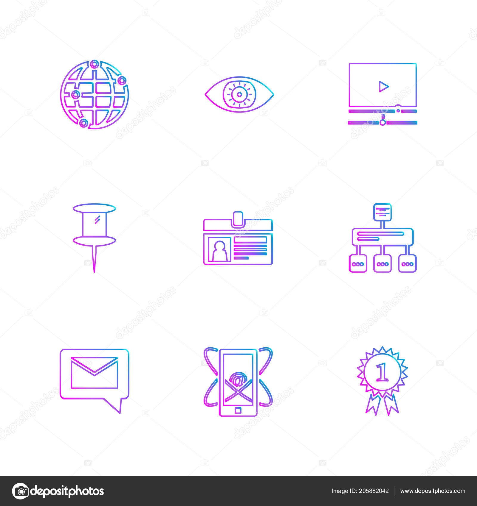 Conjunto Varios Iconos Aplicaciones Temáticas Aislados Sobre Fondo ...