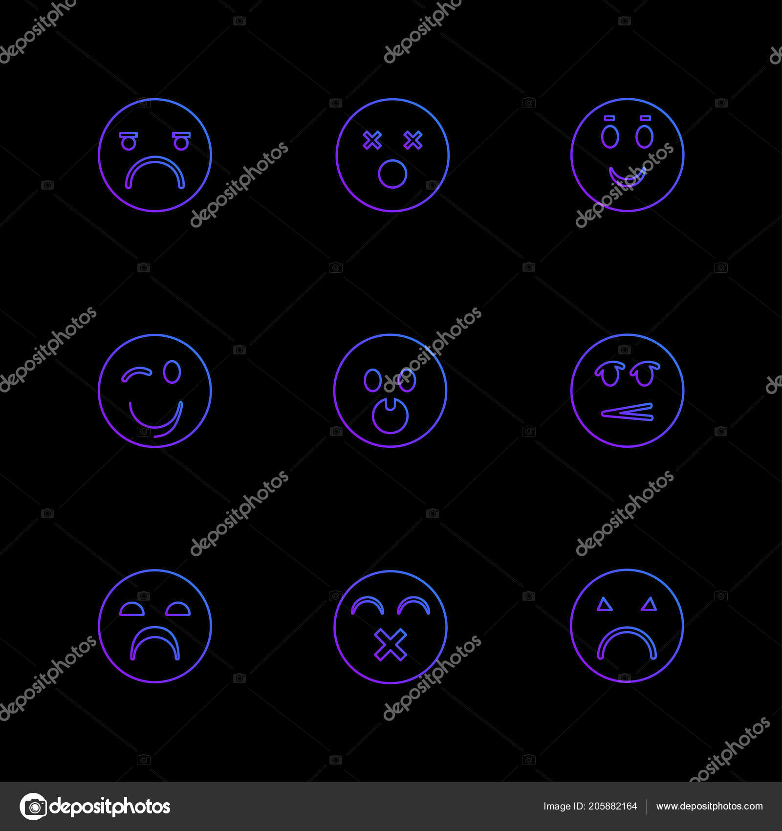 Graphic Icons Black Background Flat Vector Illustration Stock Vector by ...
