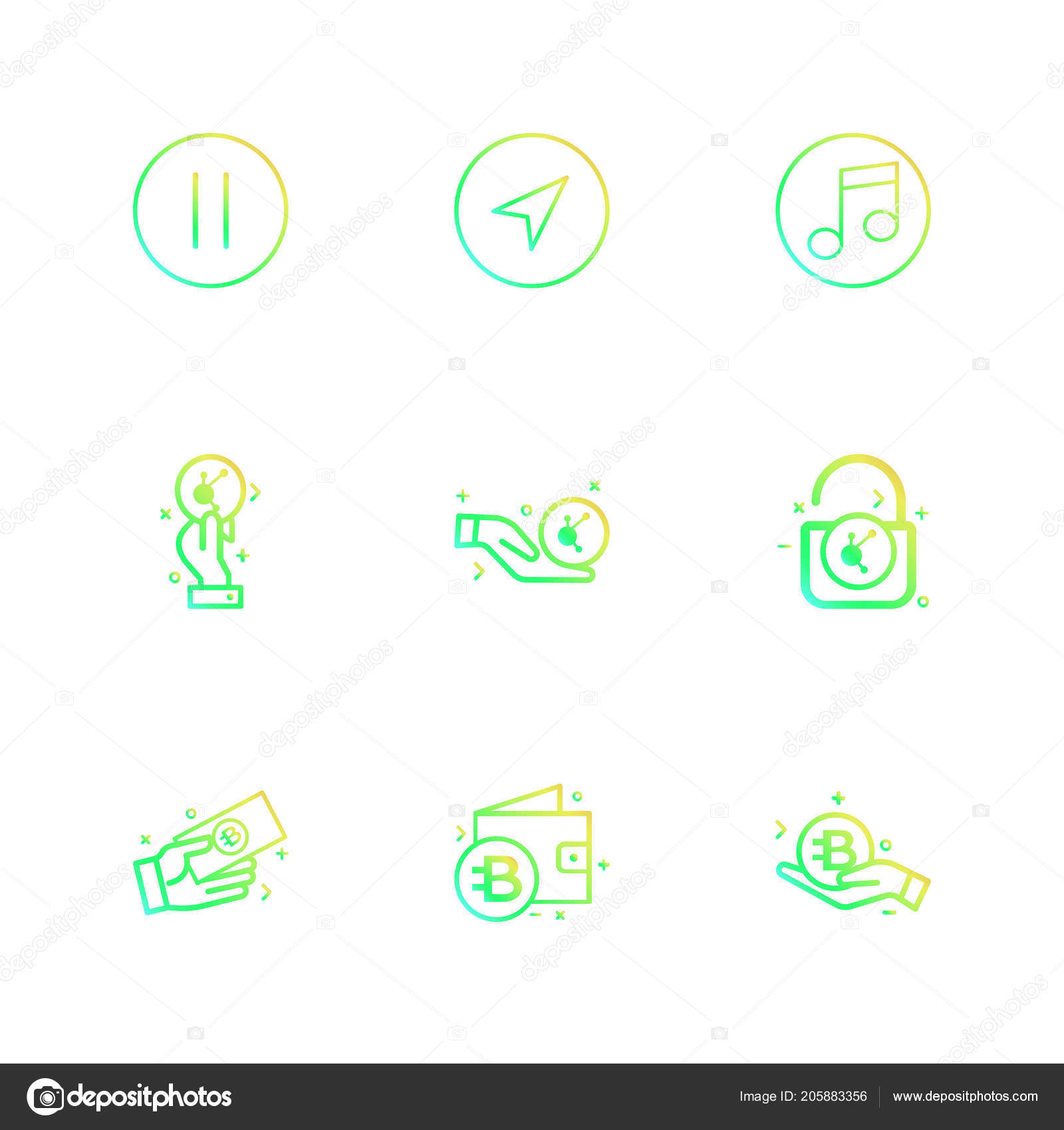 Set Various Theme App Icons Isolated White Background Stock Vector by ...