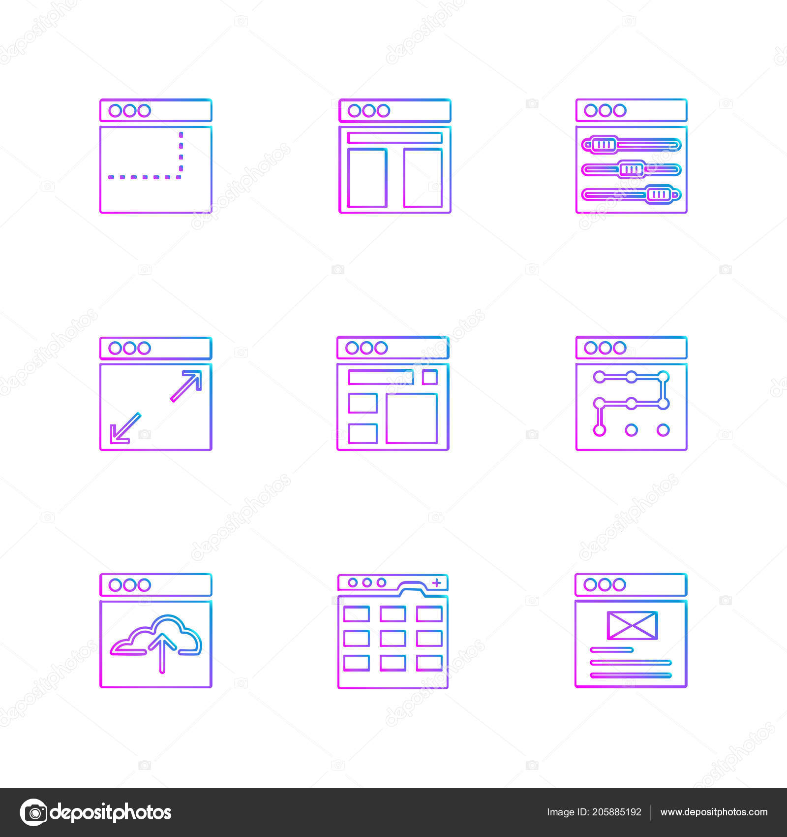 Set Various Theme App Icons Vector Illustrations — Stock Vector ...