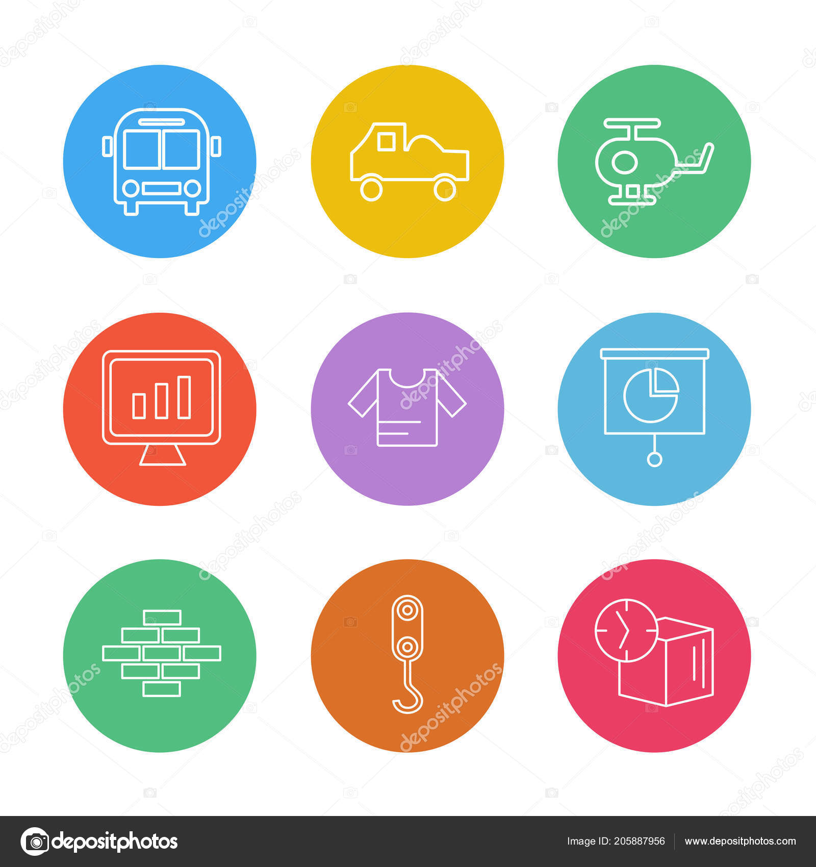 Set Various Theme App Icons Isolated White Background Stock Vector ...