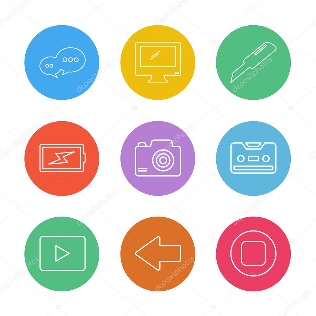 conjunto de varios iconos de aplicaciones de tema, ilustraciones de vectores 2023