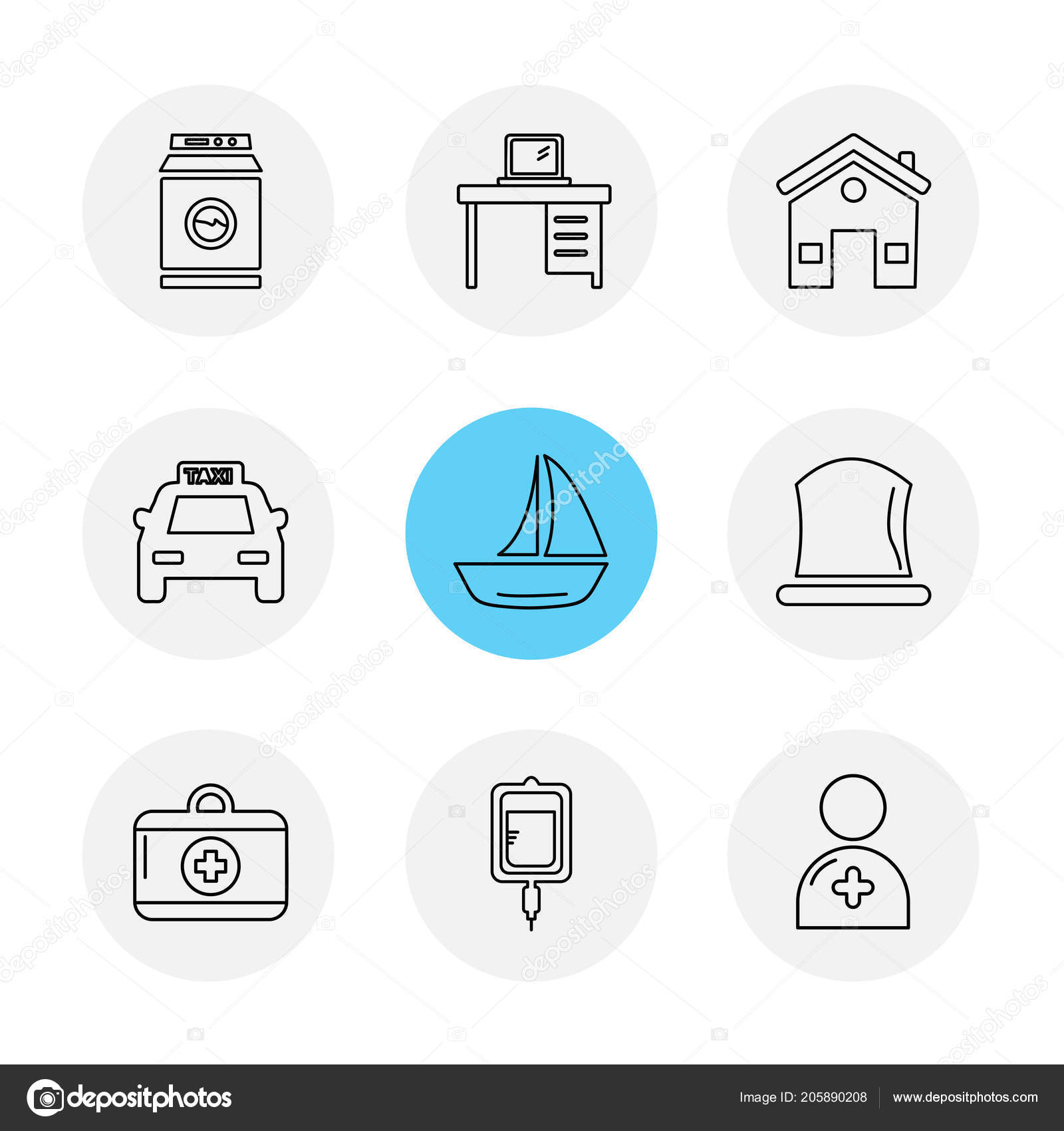 Conjunto Varios Iconos Aplicaciones Temáticas Aislados Sobre Fondo ...