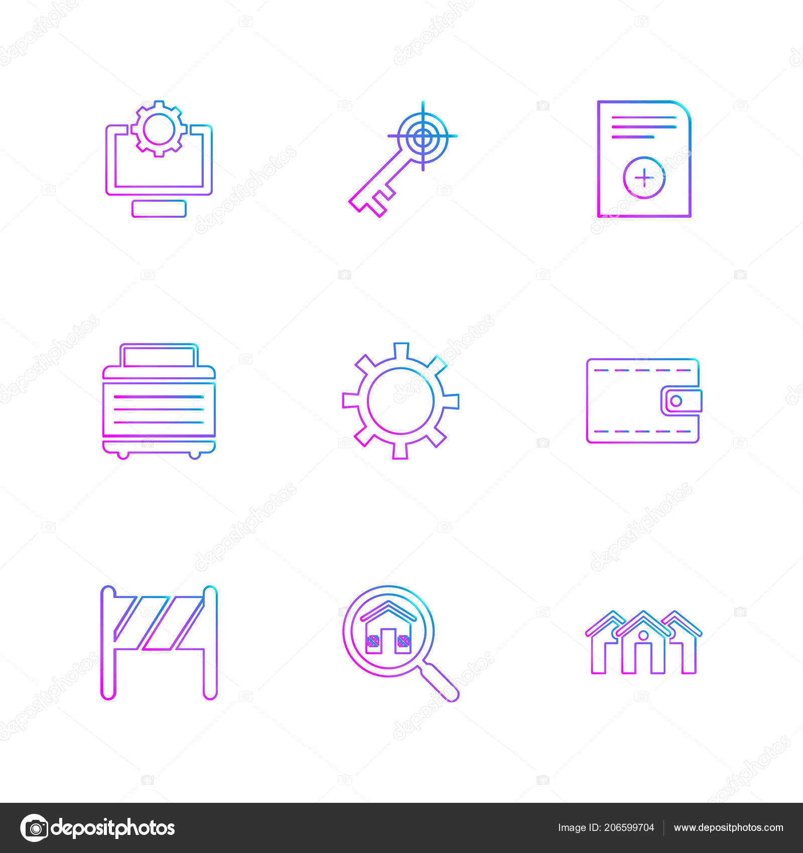 Different Minimalistic Flat Vector App Icons White Background Stock ...