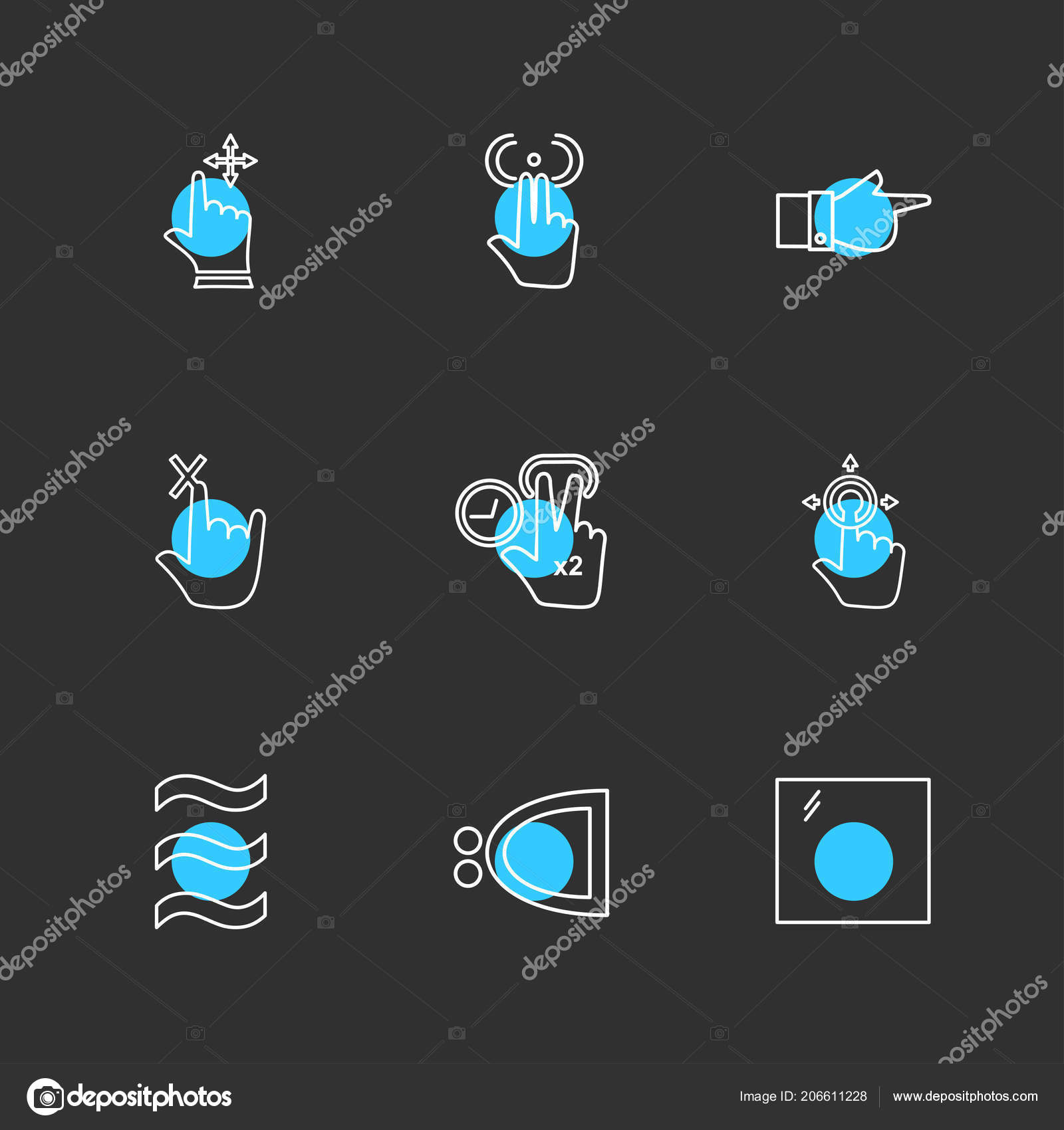 Random Badges Black Background Set Simple Flat App Icons Vector Stock ...