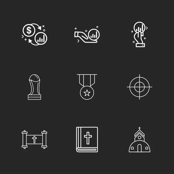 Different Minimalistic Flat Vector App Icons Black Background Stock ...