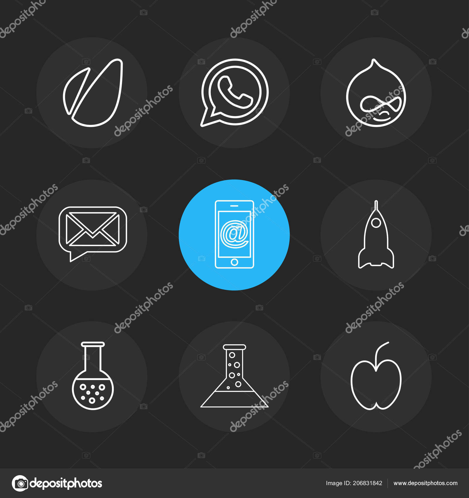 Set Flat App Icons Black Background Stock Vector by ©ibrandify 206831842