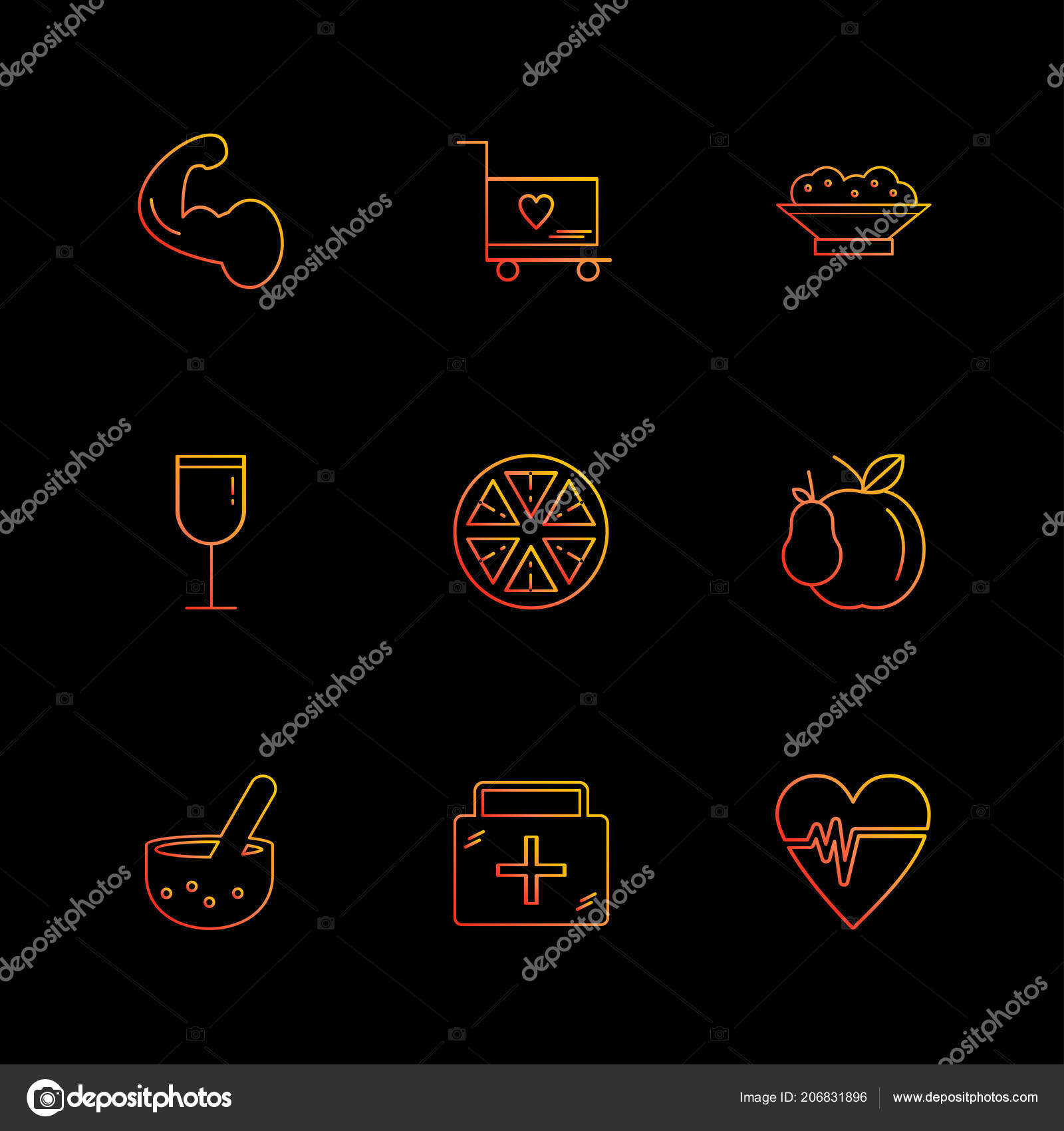 Graphic Web Icons Black Background Vector Illustration Stock Vector by ...