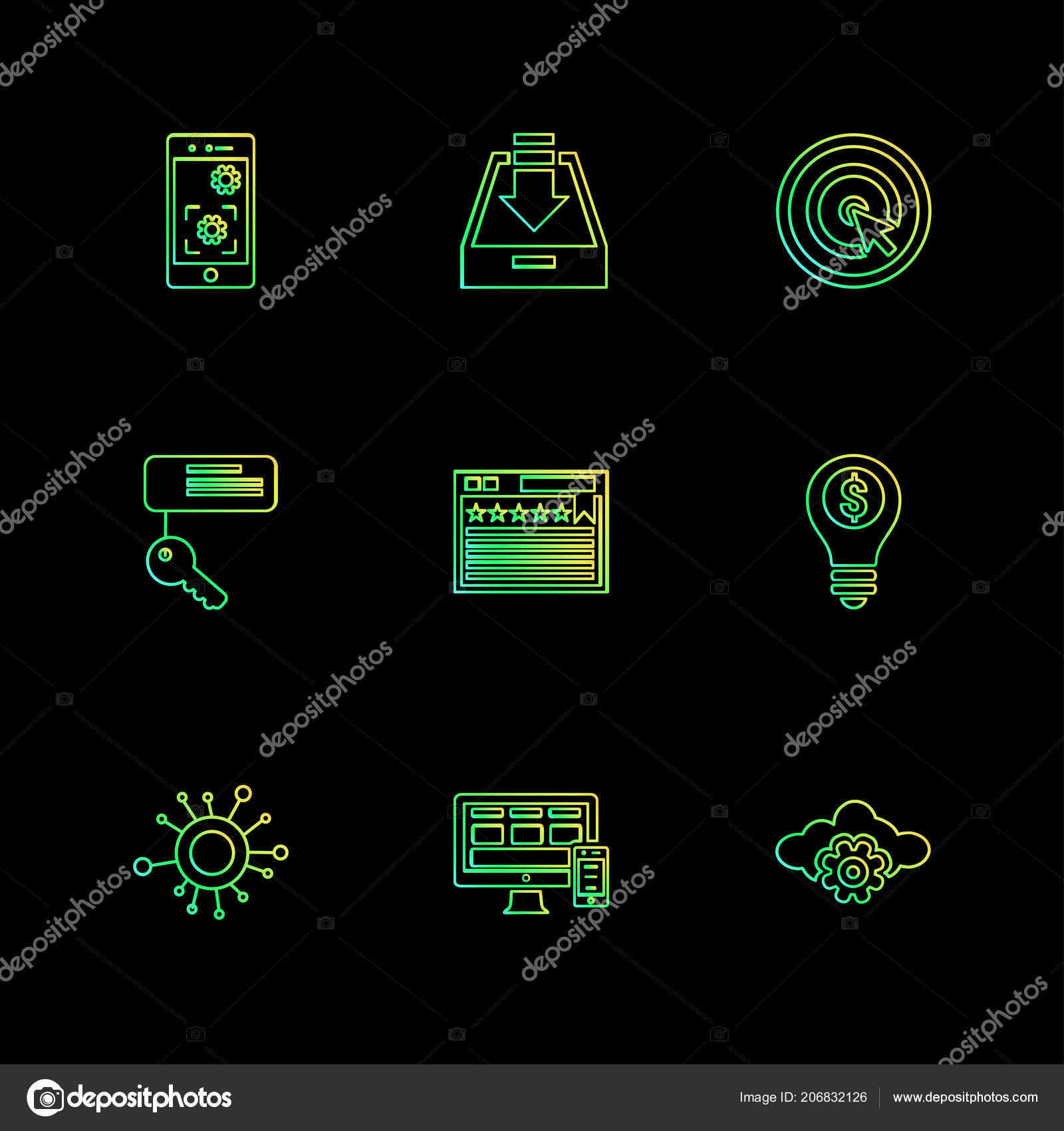 Minimalistic Flat App Icons Black Background Stock Vector by ©ibrandify ...
