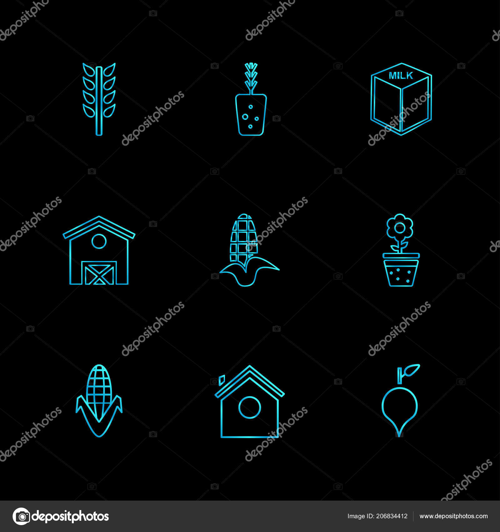 Set Flat App Icons Black Background Stock Vector by ©ibrandify 206834412