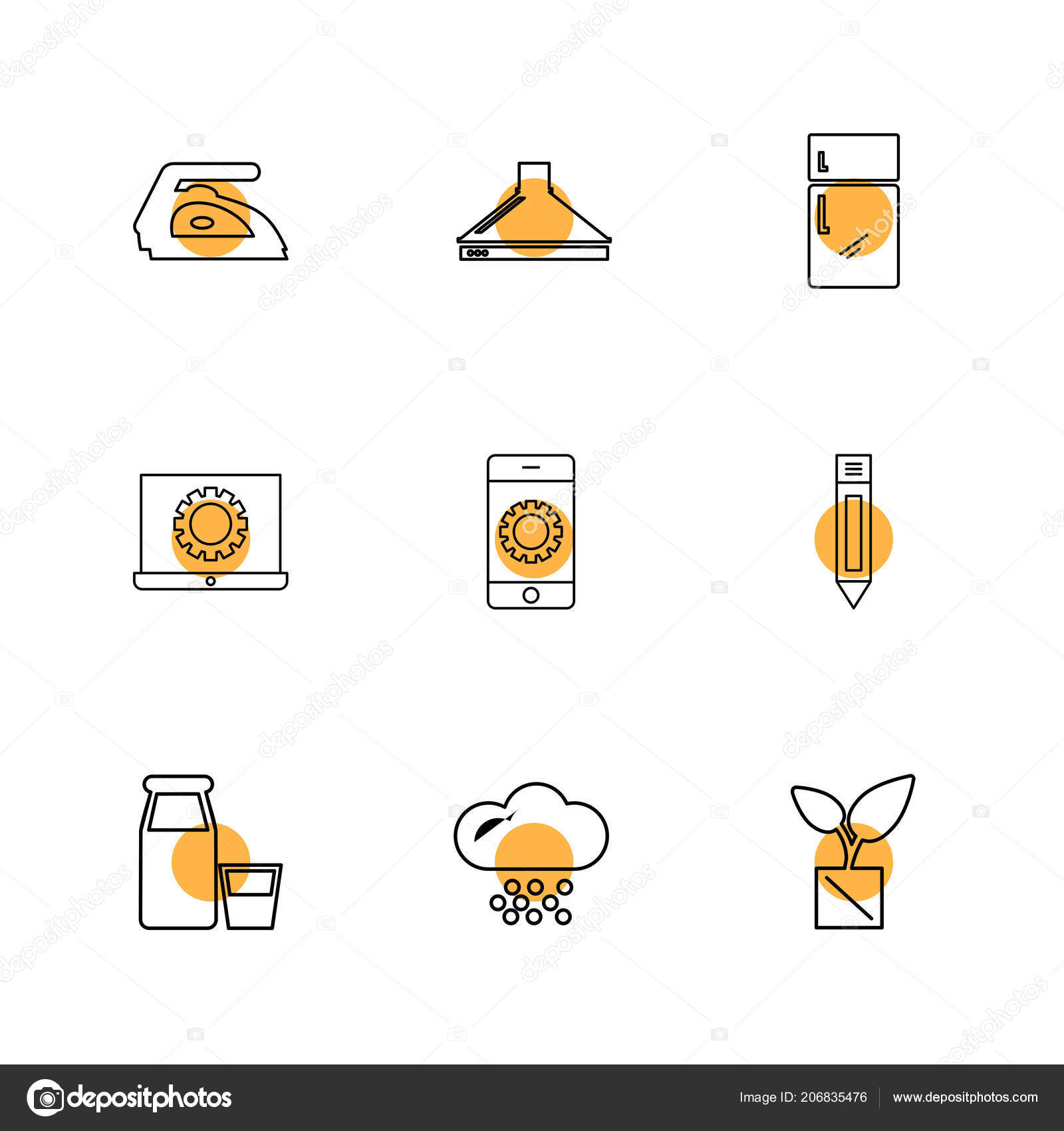 Minimalistic Flat Vector App Icons Colorful Circles White Background ...