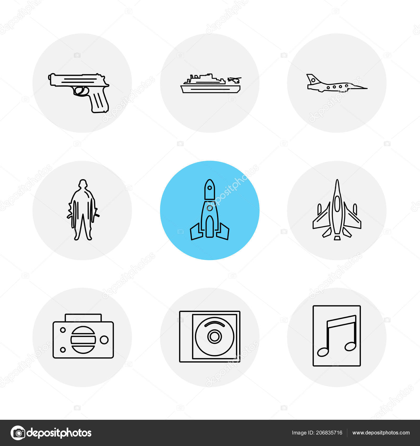 Minimalistic Flat App Icons Isolated White Background Stock Vector by ...