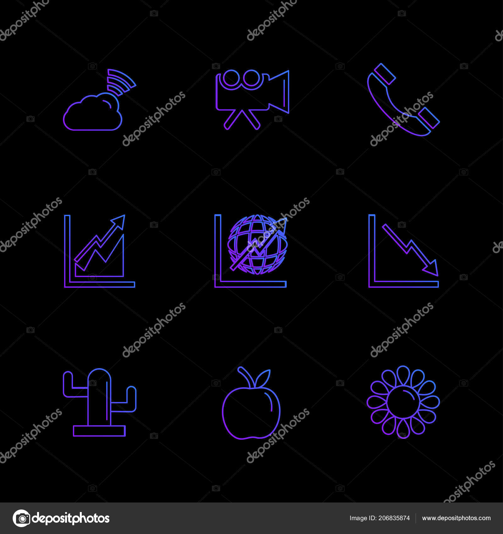Minimalistic Flat App Icons Black Background Stock Vector by ©ibrandify ...