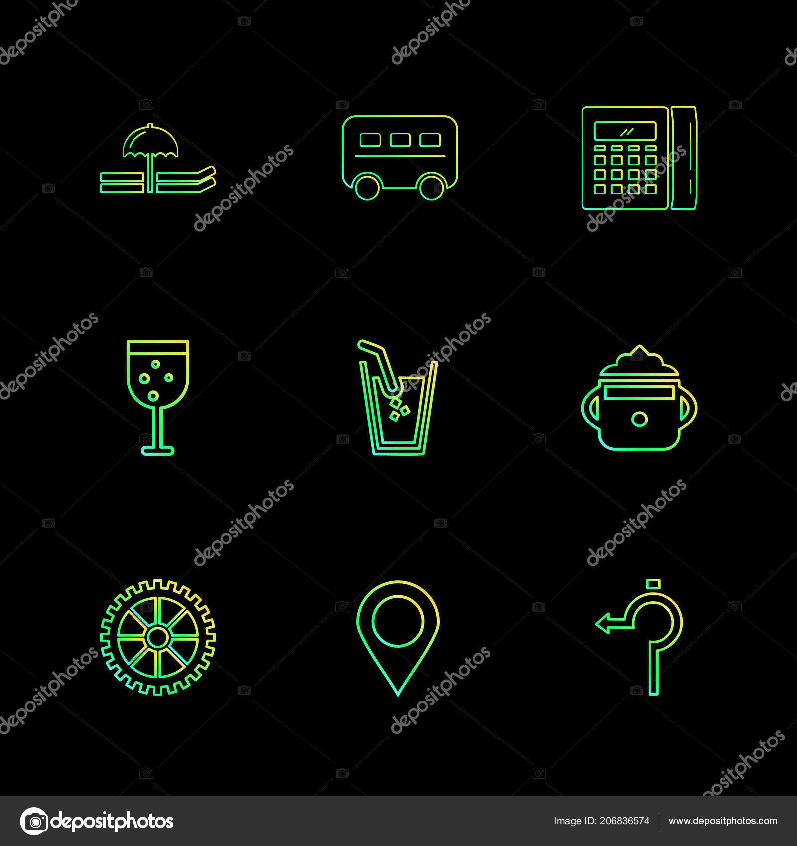 Minimalistic Flat App Icons Black Background Stock Vector by ©ibrandify ...