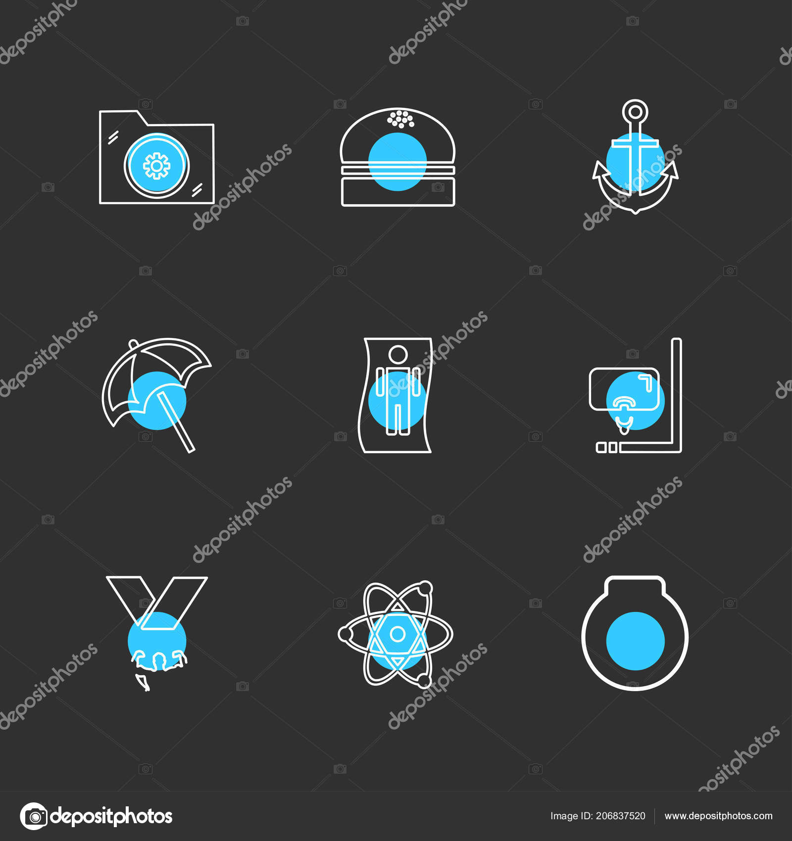 Minimalistic Flat App Icons Black Background Stock Vector by ©ibrandify ...