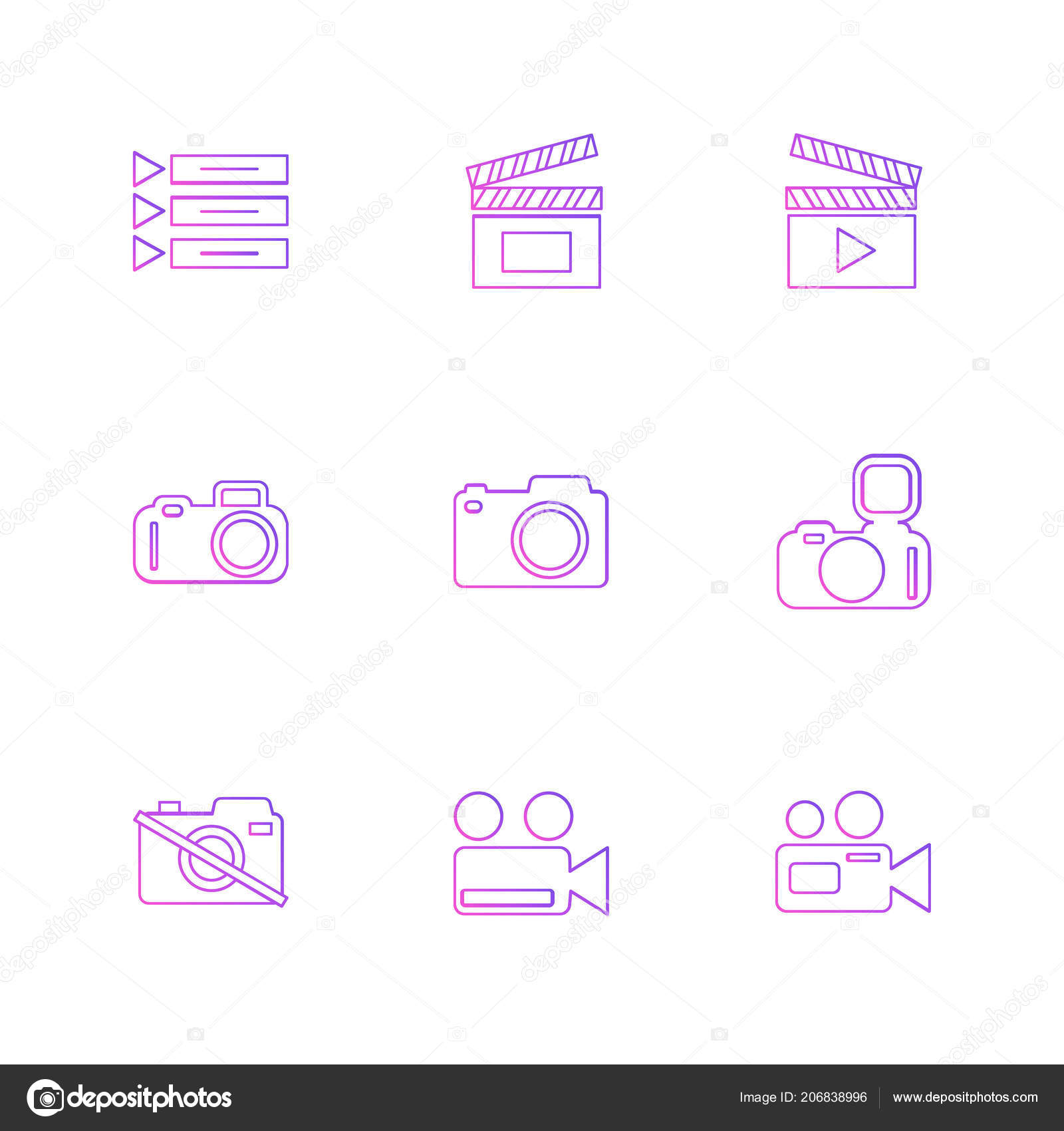Collection Random Icons White Background Vector Illustration Stock ...