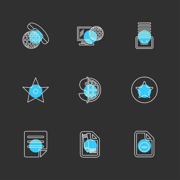 Conjunto Varios Iconos Aplicaciones Temáticas Sobre Fondo Negro Vector ...