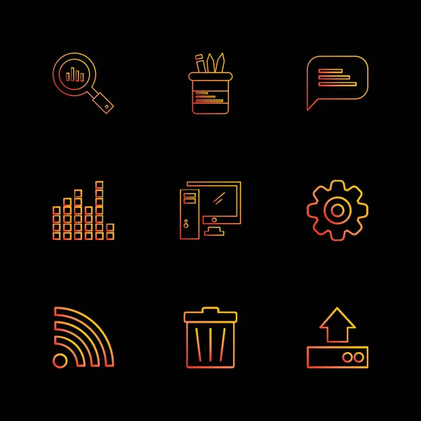 Minimalistic Flat Vector App Icons Black Background Stock Vector by ...