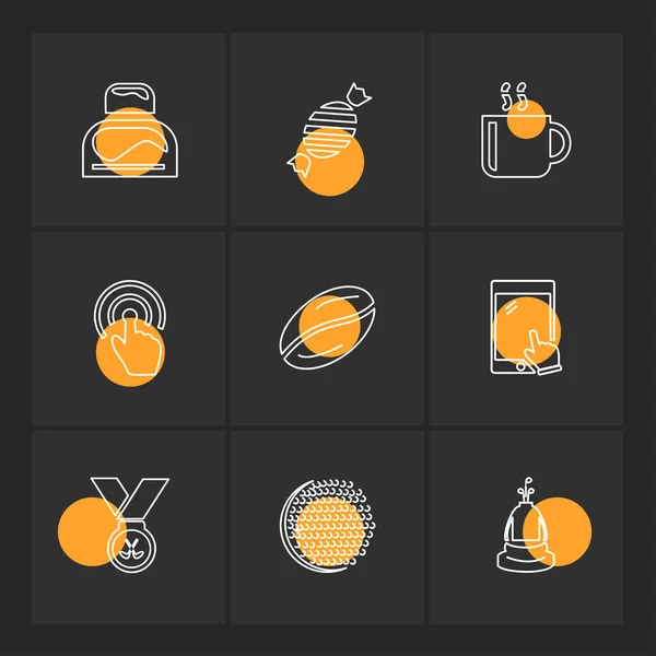 Different Minimalistic Flat Vector App Icons Black Background Stock ...