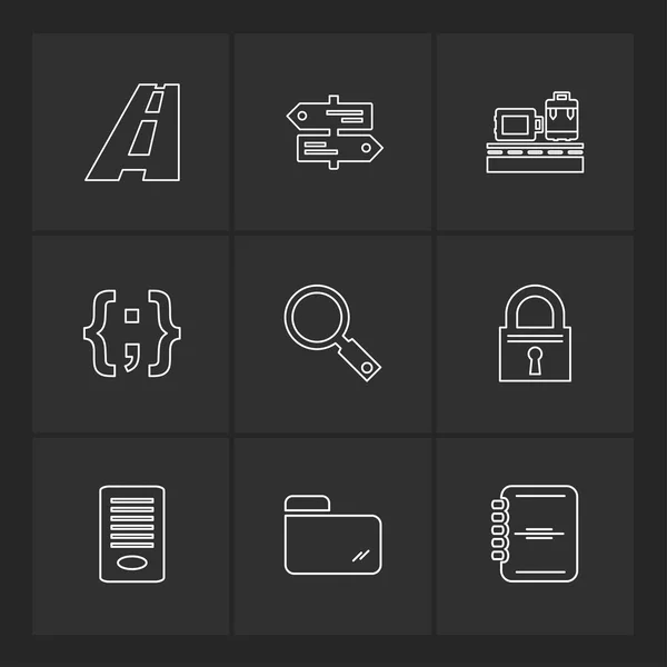 Different Minimalistic Flat Vector App Icons Black Background Stock ...