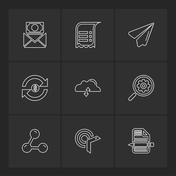 Set Minimalistic Flat Vector App Icons Black Background Stock Vector by ...