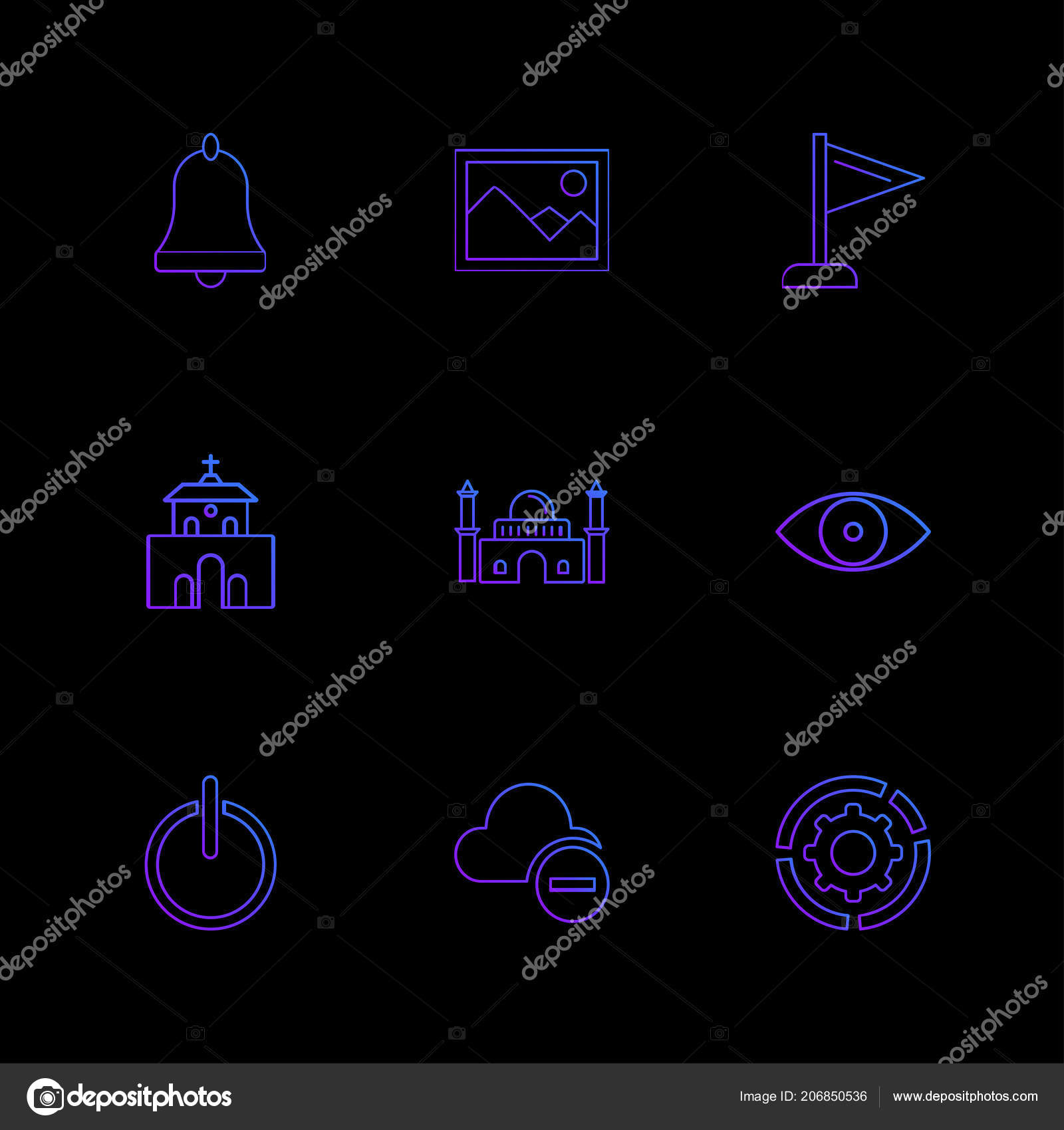 Minimalistic Flat App Icons Black Background Stock Vector by ©ibrandify ...