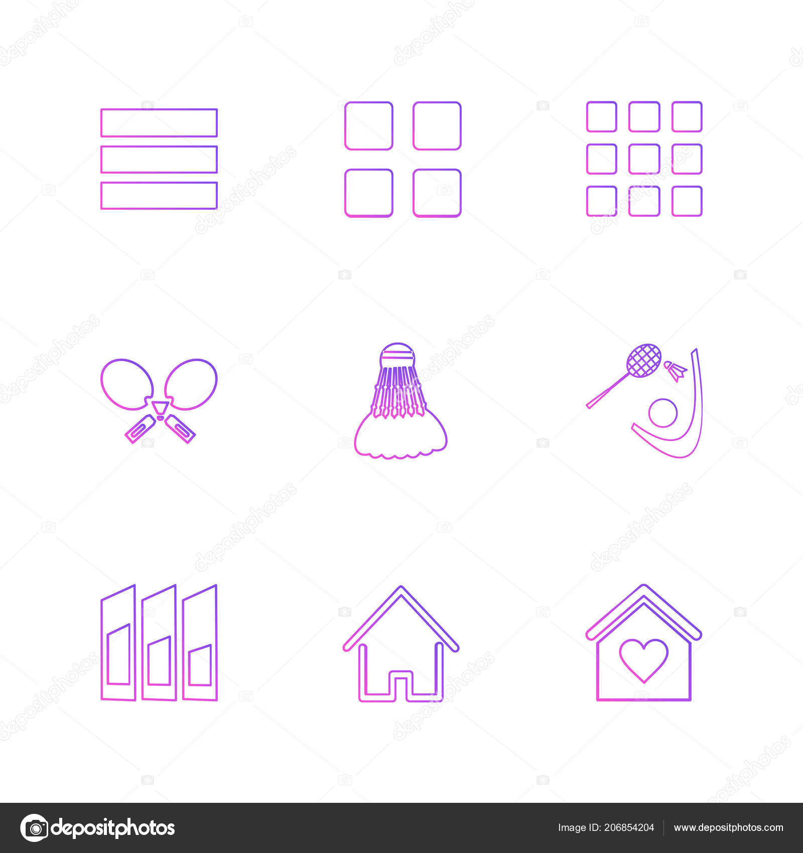 Colored Minimalistic Flat Vector App Icons White Background Stock ...