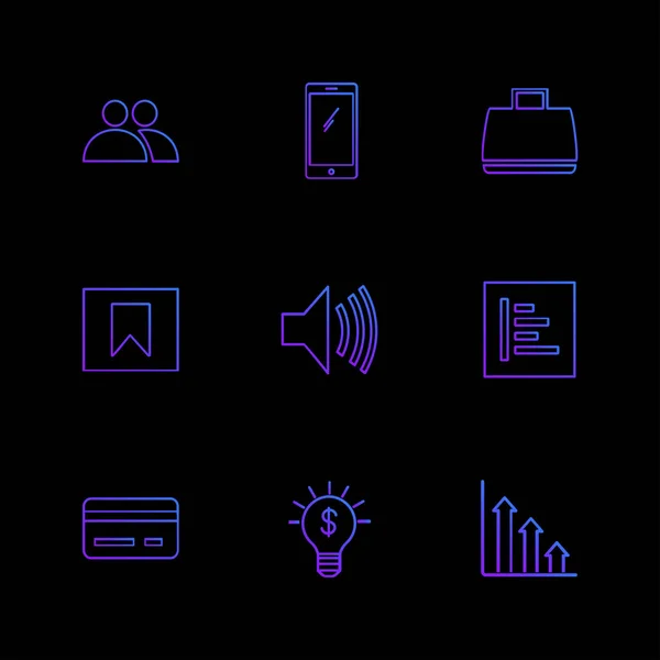 Minimalistic Vector App Icons Black Background Flat Style Stock Vector ...