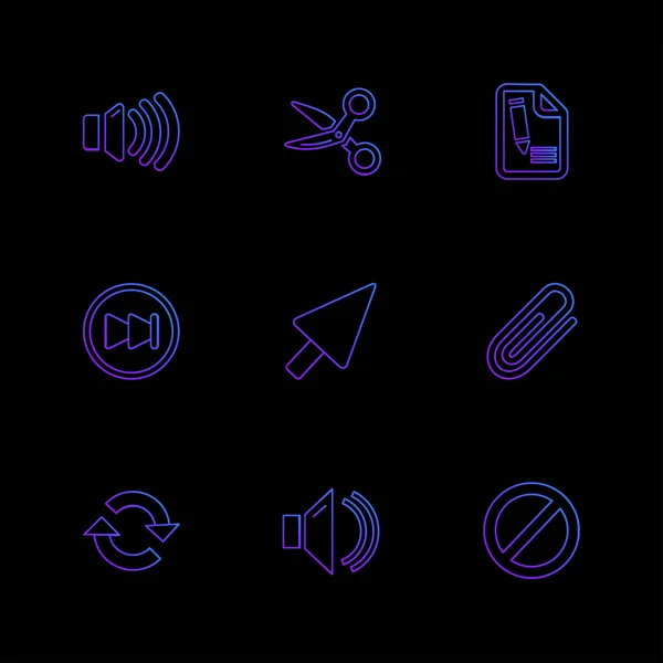 Minimalistic Vector App Icons Black Background Flat Style Stock Vector ...