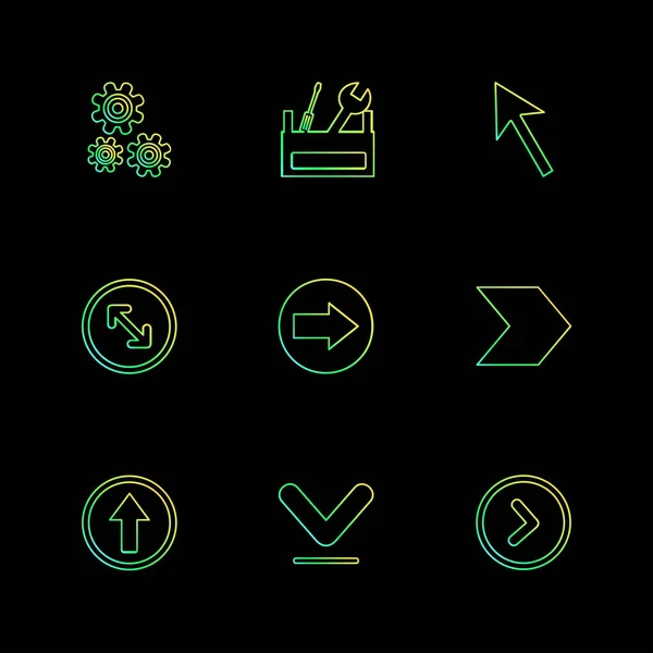 Different Minimalistic Flat Vector App Icons Black Background Stock ...
