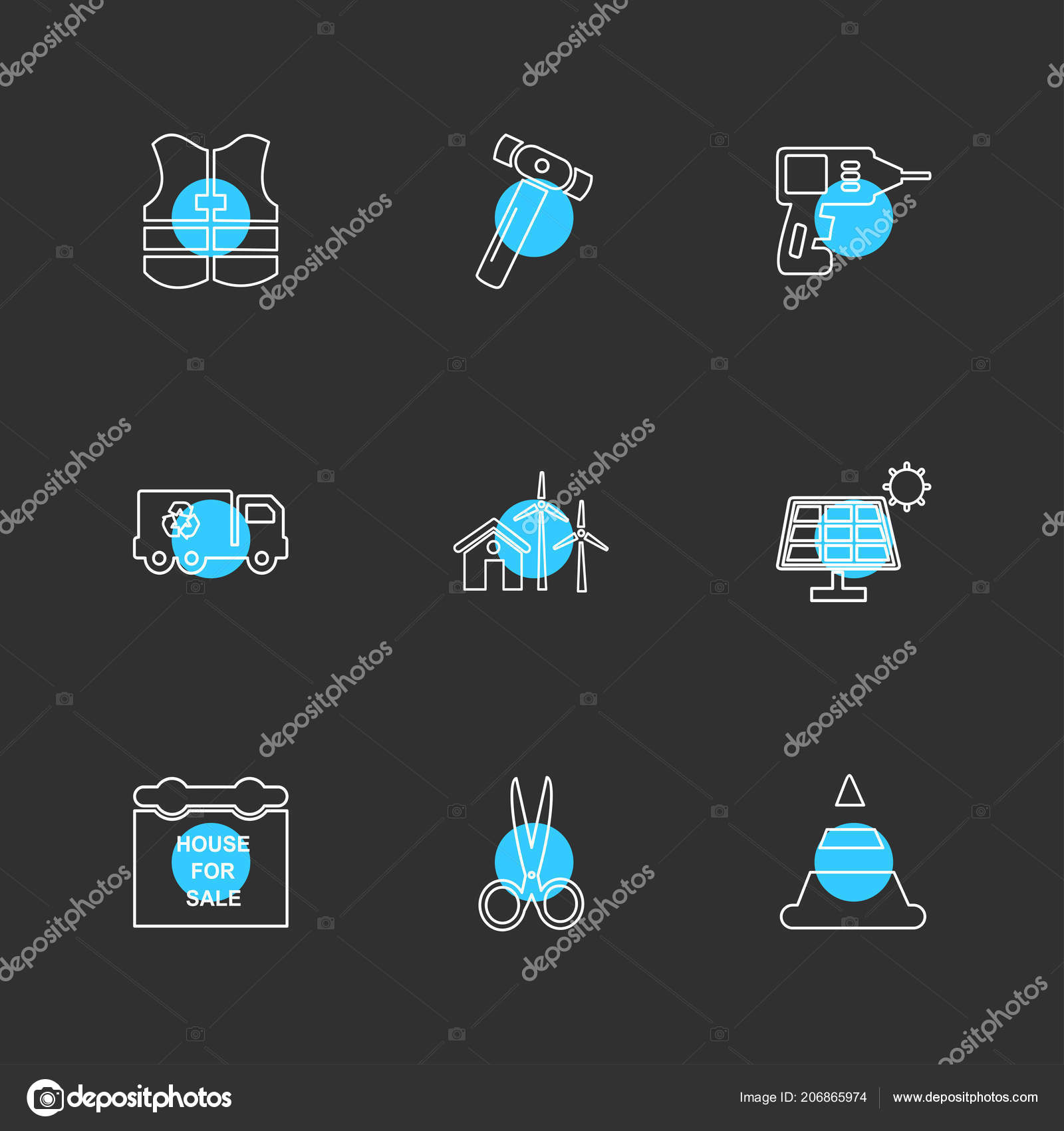 Minimalistic Flat App Icons Black Background Stock Vector by ©ibrandify ...