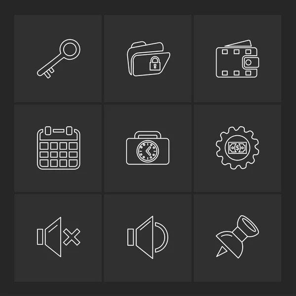 Set Minimalistic Flat Vector App Icons Black Background Stock Vector by ...