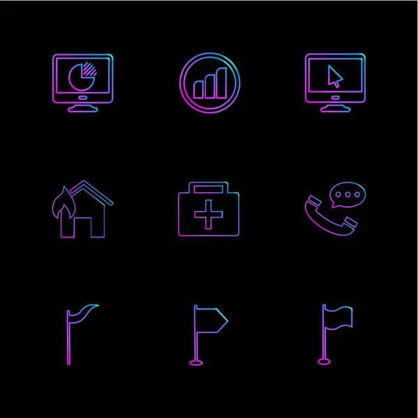 Graphic Icons Black Background Flat Vector Illustration Stock Vector by ...