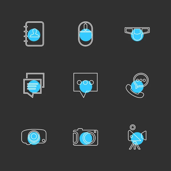 Different Minimalistic Flat Vector App Icons Black Background Stock ...