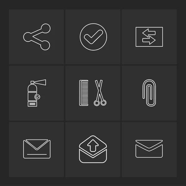Different Minimalistic Flat Vector App Icons Black Background Stock ...