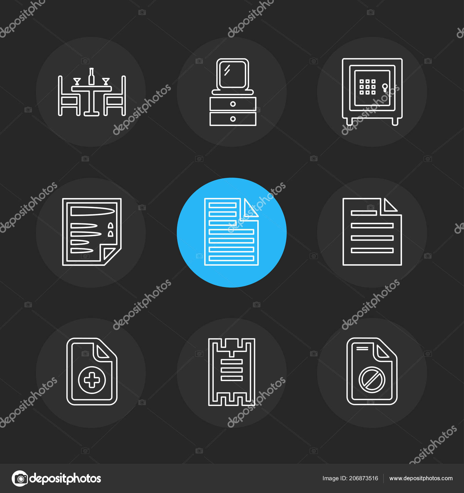 Minimalistic Flat App Icons Black Background Stock Vector by ©ibrandify ...