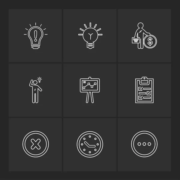 Different Simple App Icons Black Background Flat Vector Illustration ...