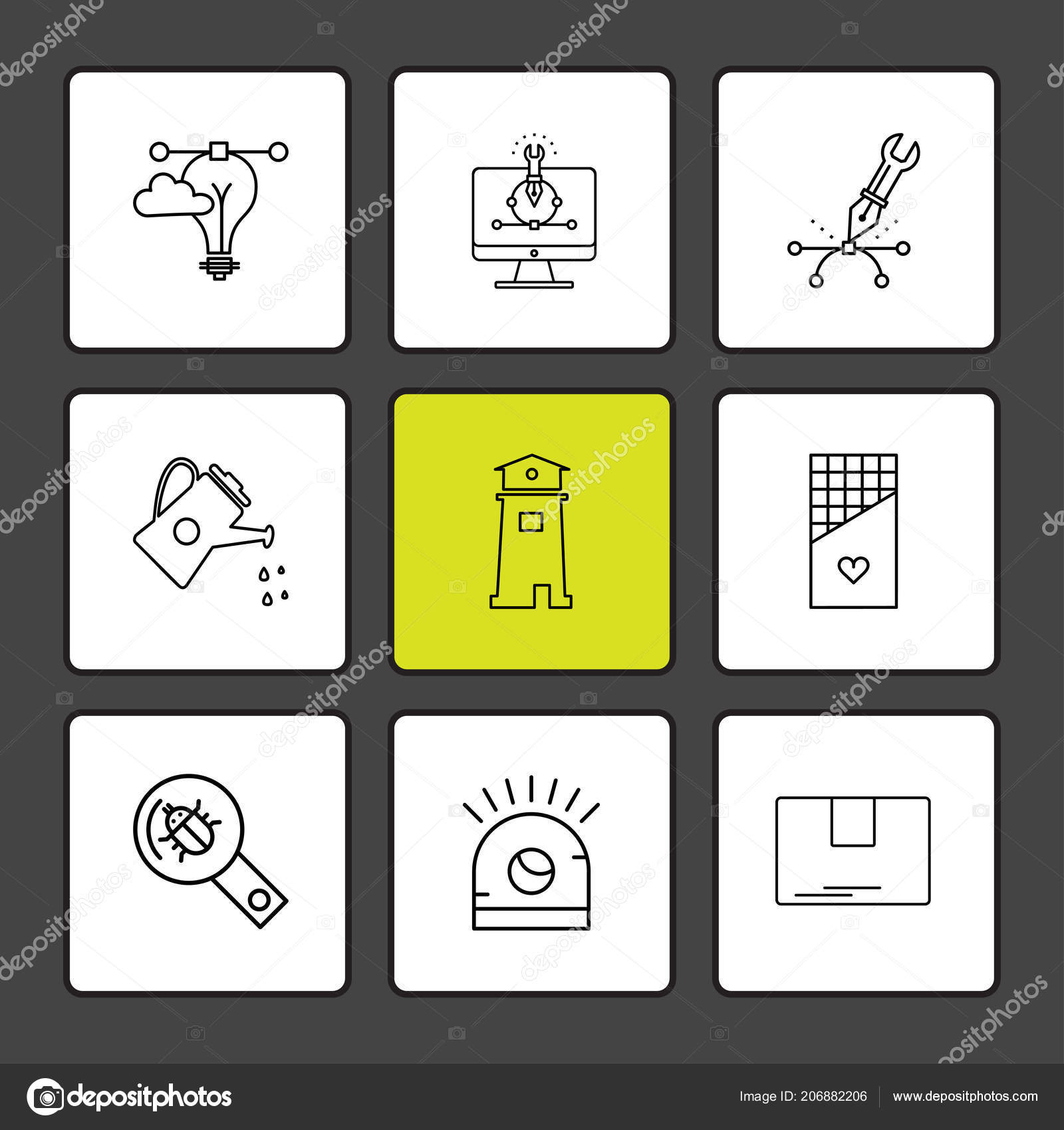 Minimalistic Flat App Icons White Background Stock Vector by ©ibrandify ...