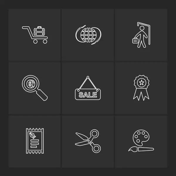 Set Minimalistic Flat Vector App Icons Black Background Stock Vector by ...