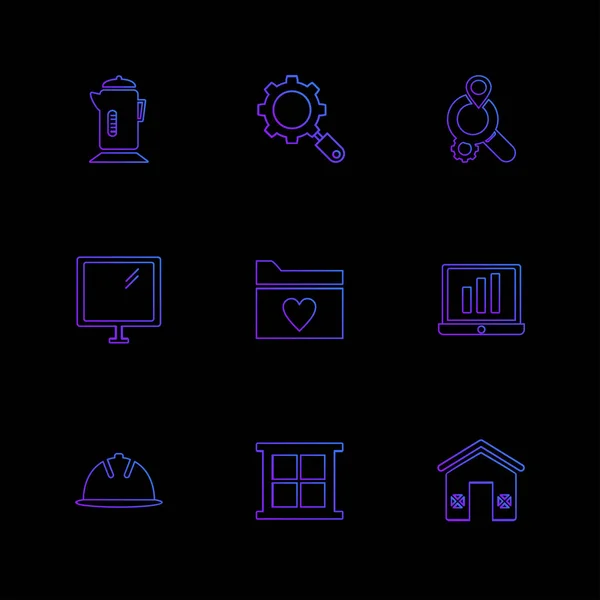 Different Minimalistic Flat Vector App Icons Black Background Stock ...