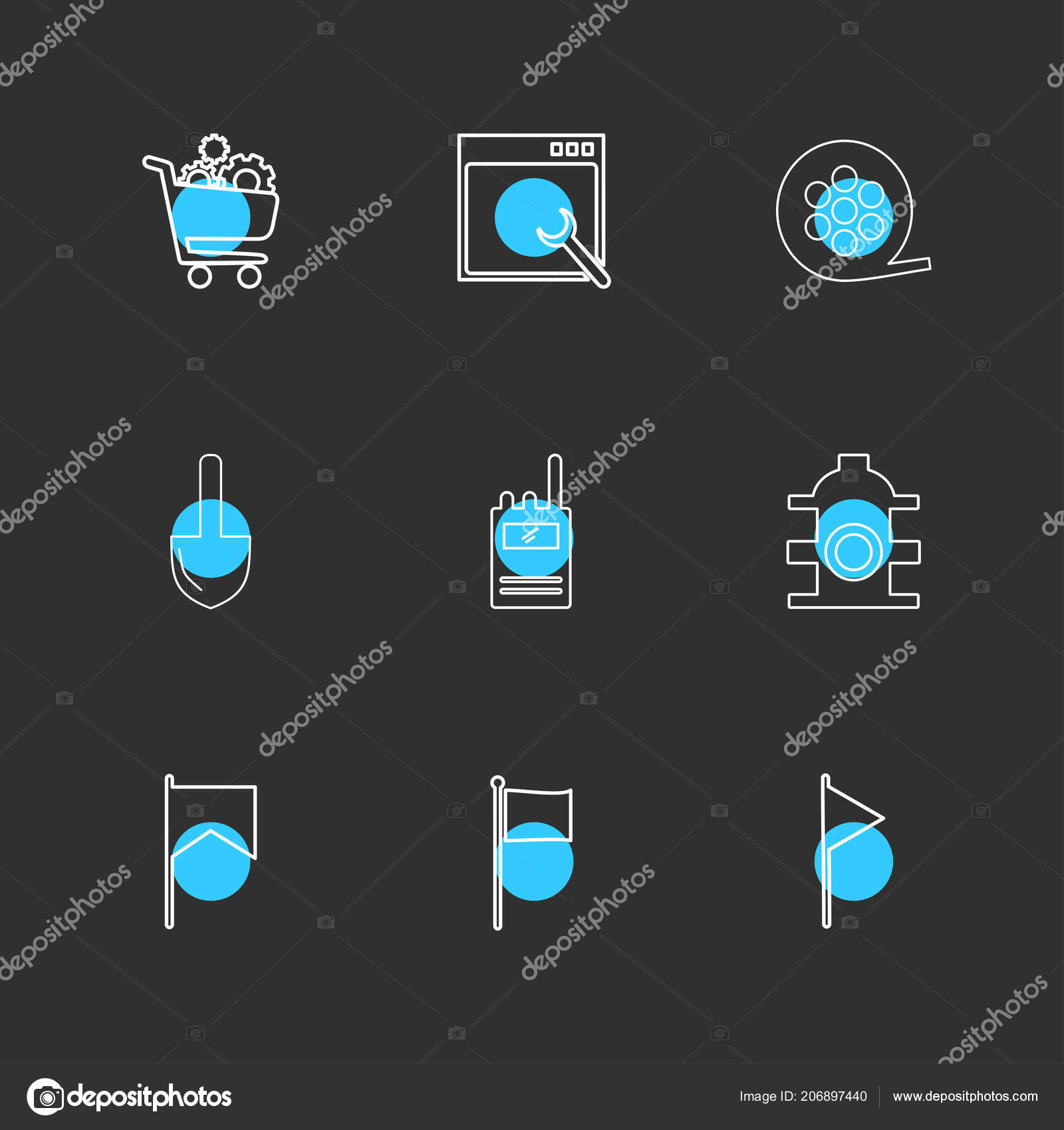 Minimalistic Flat App Icons Black Background Stock Vector by ©ibrandify ...