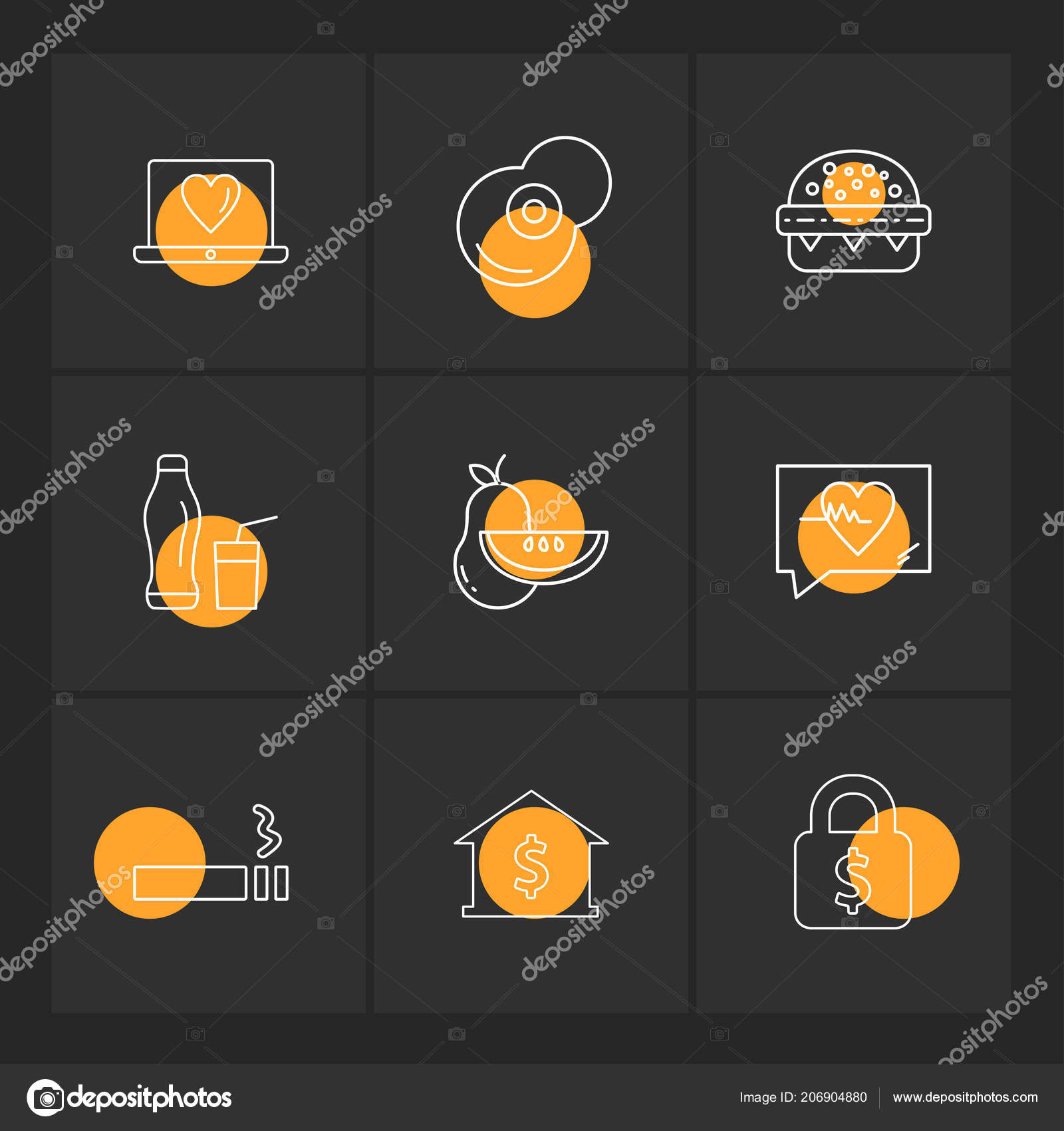 Minimalistic Flat App Icons Black Background Stock Vector by ©ibrandify ...
