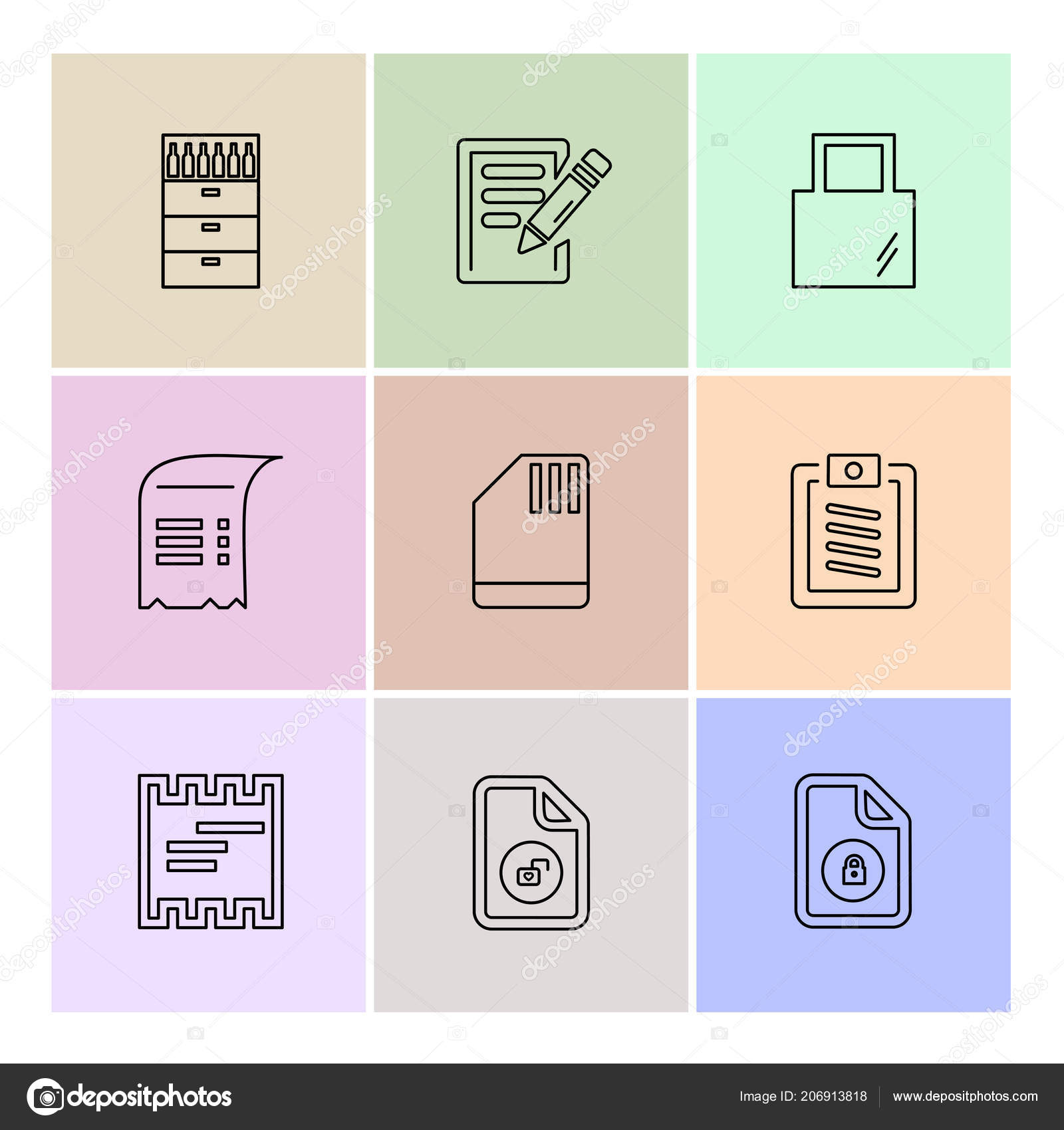 Vector Collection Documents Creative Flat Design Icons Stock Vector ...