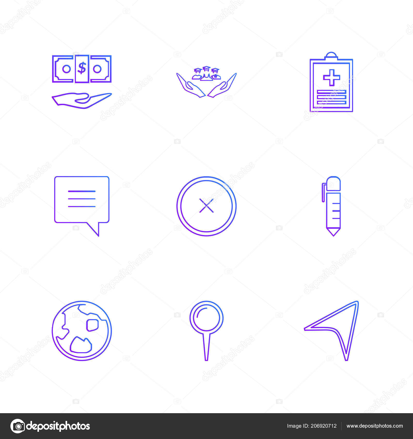 Minimalistic Flat App Icons Isolated White Background Stock Vector by ...