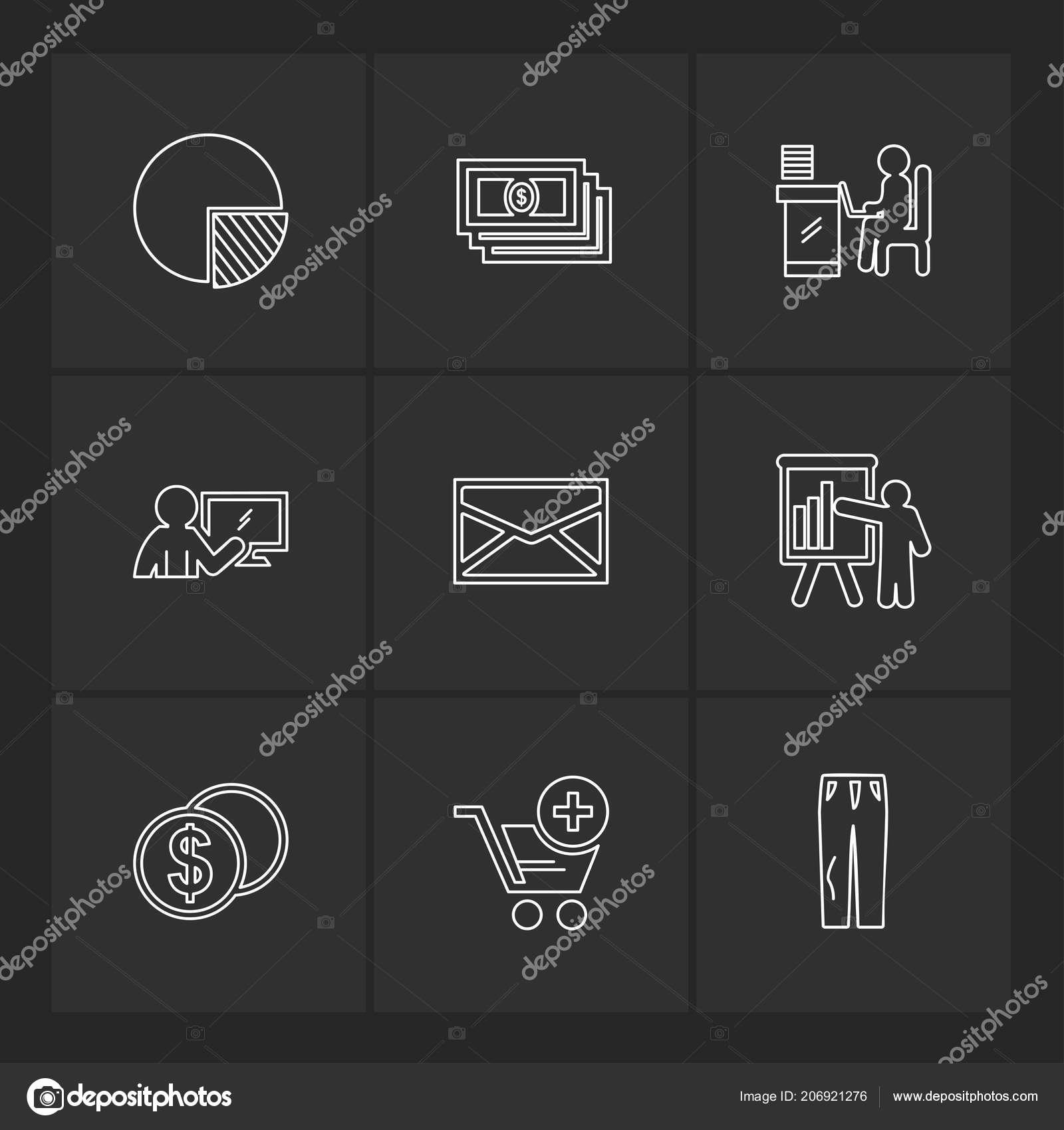 Black Background Various Website Flat Vector App Icons Stock Vector by ...